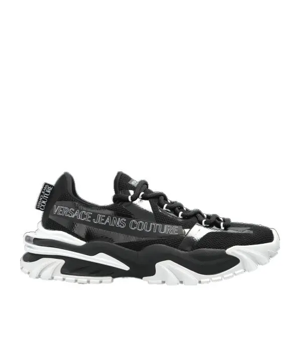 Versace Logo Print Low-top Sneakers - Black