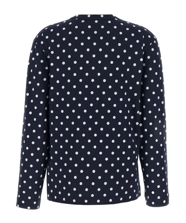 Play Comme Des Garcon Polka Dot Print Heart Patch Long Sleeve T-shirt