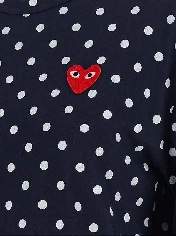 Play Comme Des Garcon Polka Dot Print Heart Patch Long Sleeve T-shirt