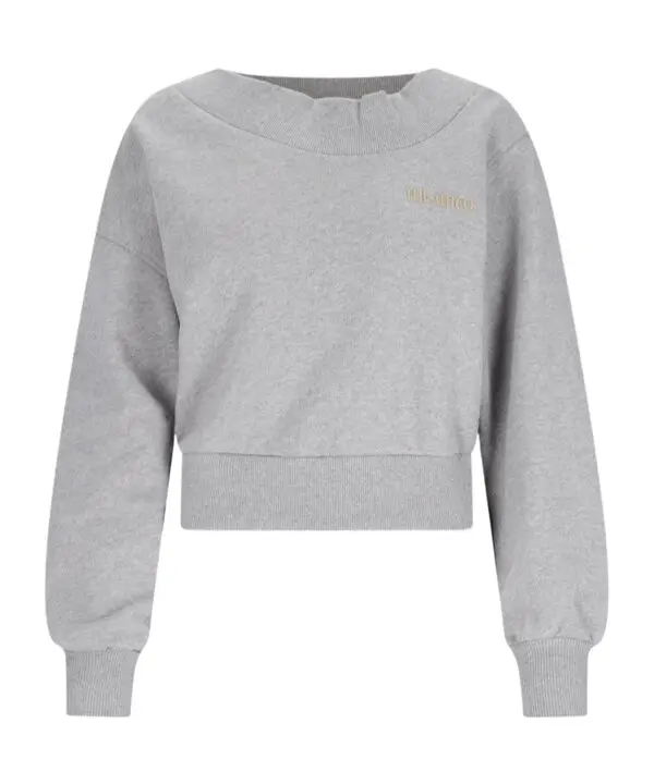 Attico Logo Detailed Cut-out Knit Sweatshirt - Grey