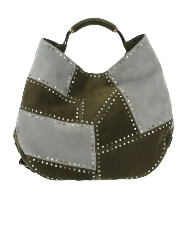 Moschino Patchwork Studded Tote Bag