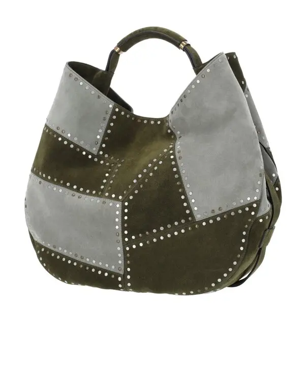 Moschino Patchwork Studded Tote Bag