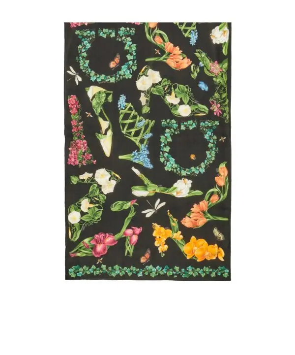 FERRAGAMO Eden Shoes Print Silk Scarf - Black