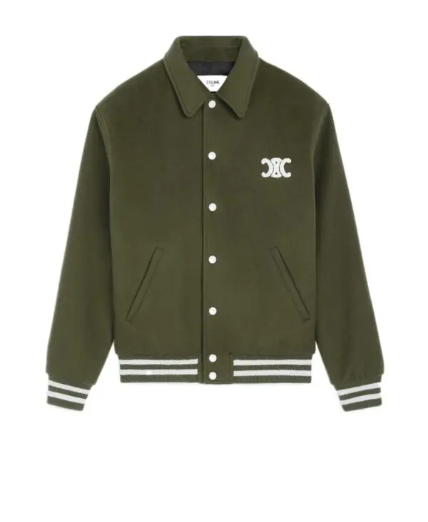 Celine Varsity Jacket With Hood In Double Faced Cashmere - No
