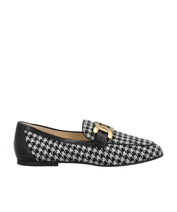 TOD'S Houndstooth Loafers With Chain Detail