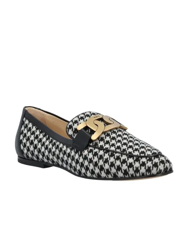 TOD'S Houndstooth Loafers With Chain Detail