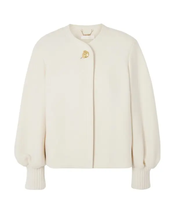 Chloé Balloon Sleeve Cropped Jacket - White