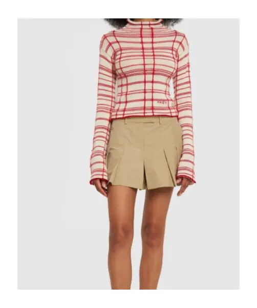 Marni Checked Wool Blend Turtleneck Sweater