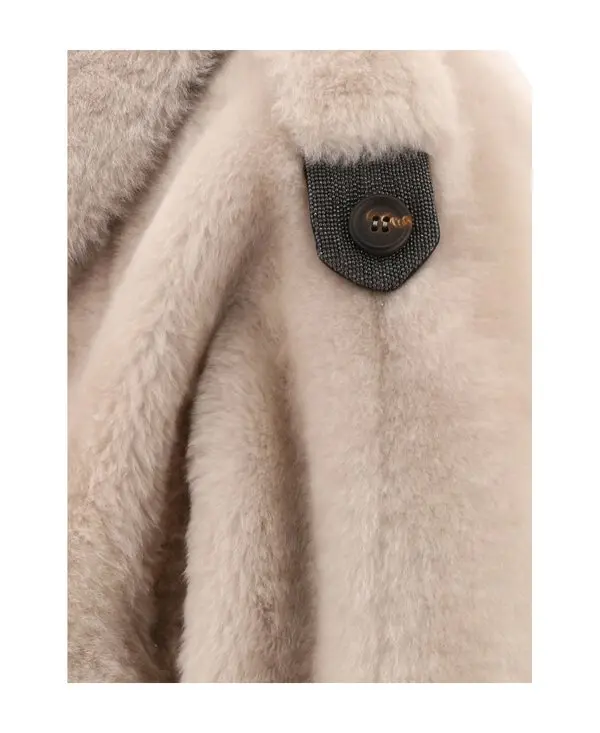 Brunello Cucinelli Monili-tab Embellished Shearling Jacket