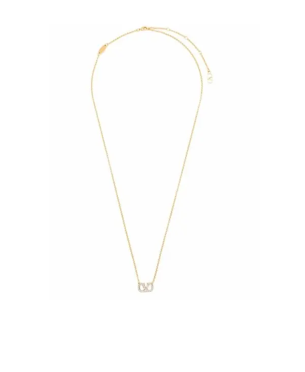 Valentino Garavani Vlogo Embellished Chain Necklace - Golden