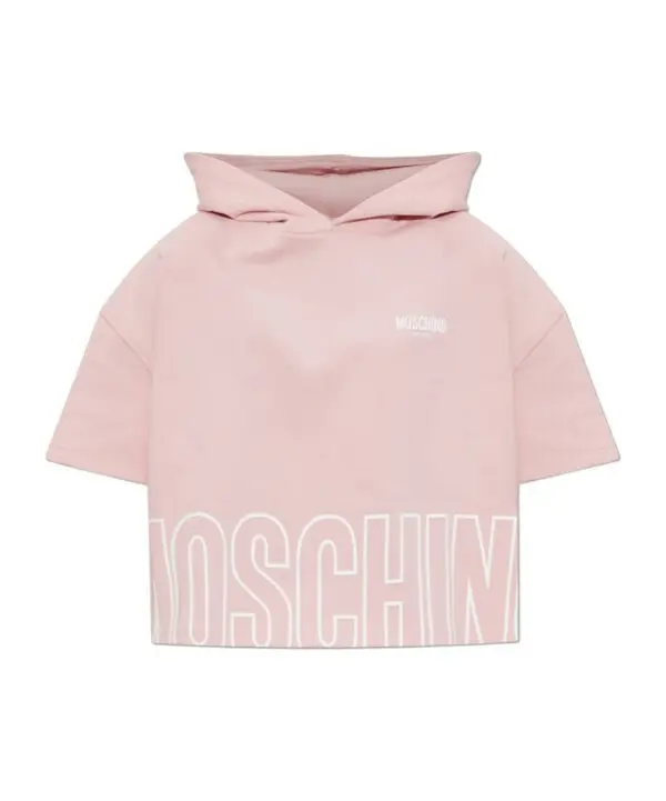 Moschino Cropped Short-sleeve Hoodie With Logo Print