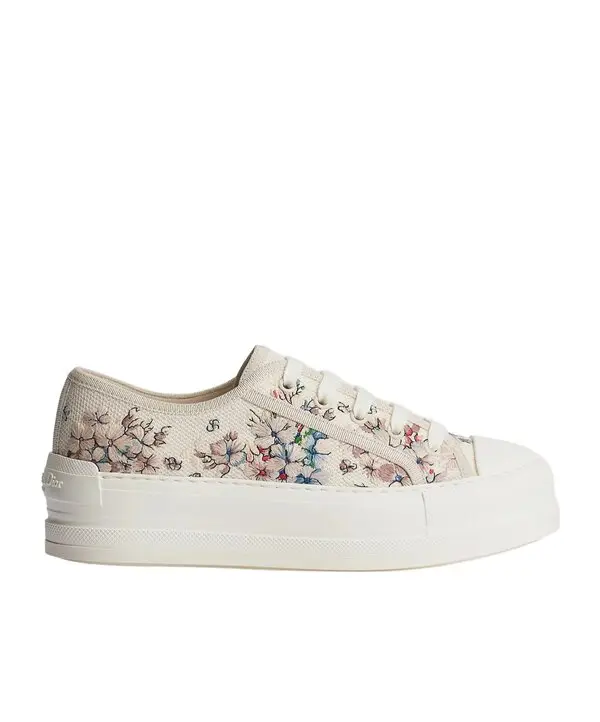 Dior Walk'n' Platform Sneakers With Lilac Bouquet Embroidery - White
