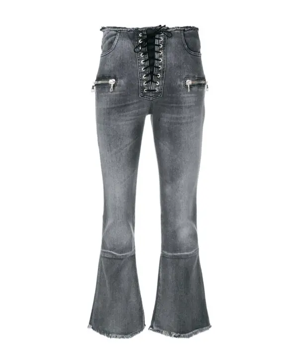 BEN TAVERNITI UNRAVEL PROJECT Lace-up Cropped Jeans