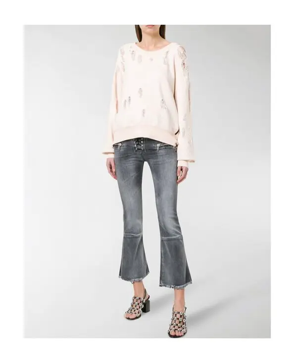 BEN TAVERNITI UNRAVEL PROJECT Lace-up Cropped Jeans
