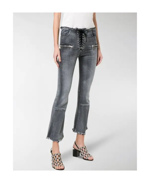 BEN TAVERNITI UNRAVEL PROJECT Lace-up Cropped Jeans