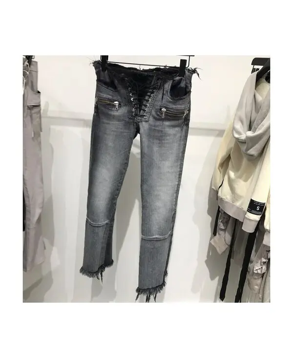 BEN TAVERNITI UNRAVEL PROJECT Lace-up Cropped Jeans