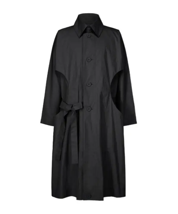 Issey Miyake Cavity Belted Buttoned Coat