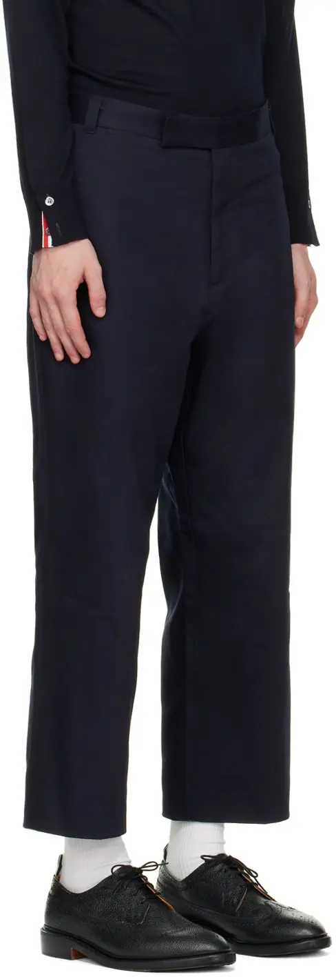 Thom Browne Cropped Straight-leg Trousers - Navy Blue