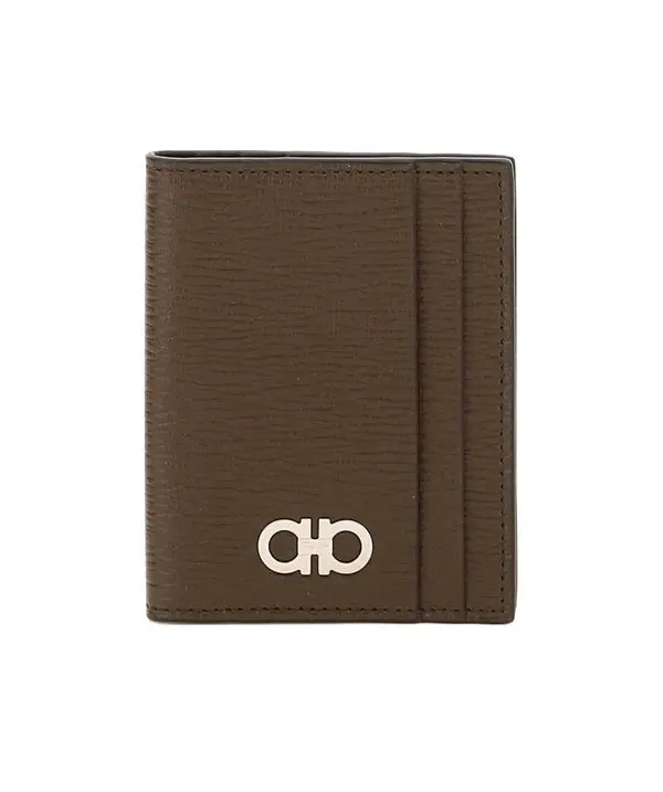 FERRAGAMO Bi-fold Leather Card Holder - Brown