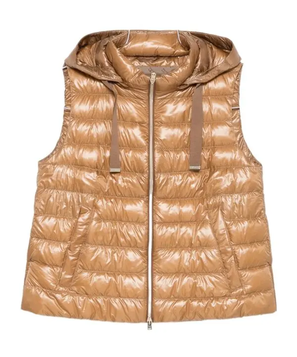 Herno Drawstring Collar Waistcoat - Light Brown