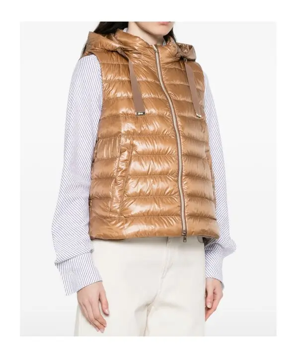 Herno Drawstring Collar Waistcoat - Light Brown