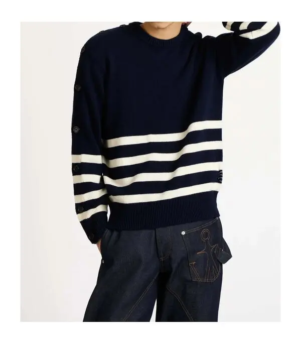 J.W.ANDERSON Stripe Detailed Crewneck Jumper