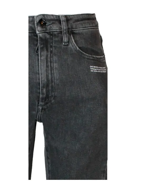 Off-White Skinny Jeans With Back Logo Patch