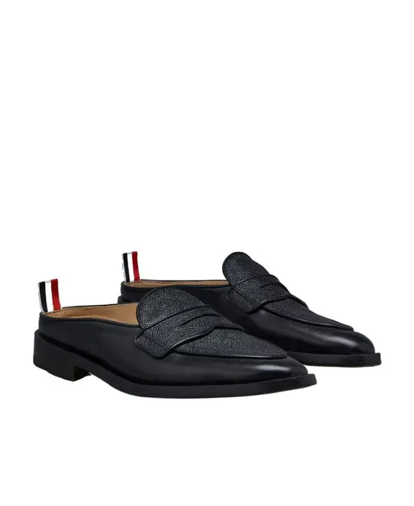 Thom Browne Grained Leather Mule Loafers
