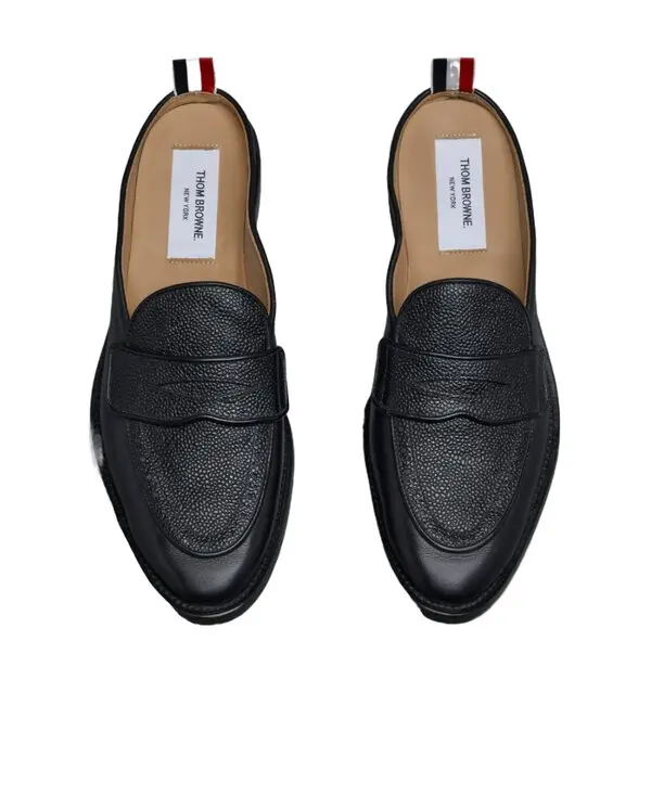 Thom Browne Grained Leather Mule Loafers