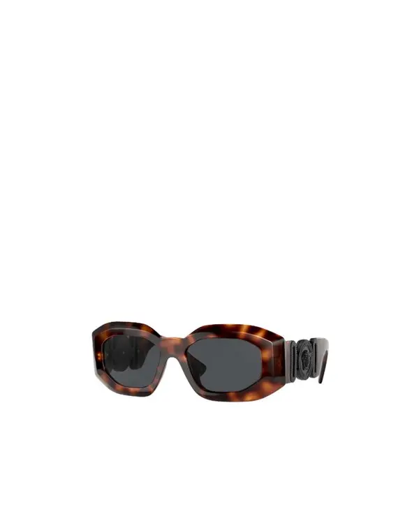 Versace Rectangular Frame Sunglasses With Logo Detail - Black