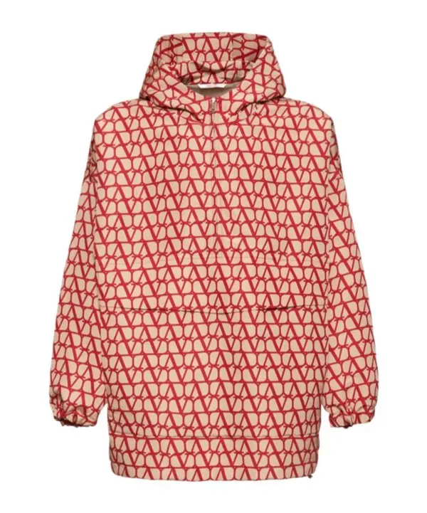 Valentino Garavani All-over Vlogo Print Zip-up Hooded Jacket