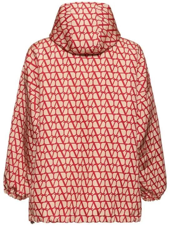Valentino Garavani All-over Vlogo Print Zip-up Hooded Jacket
