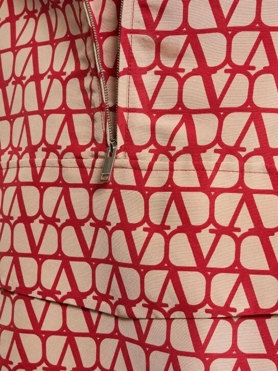 Valentino Garavani All-over Vlogo Print Zip-up Hooded Jacket