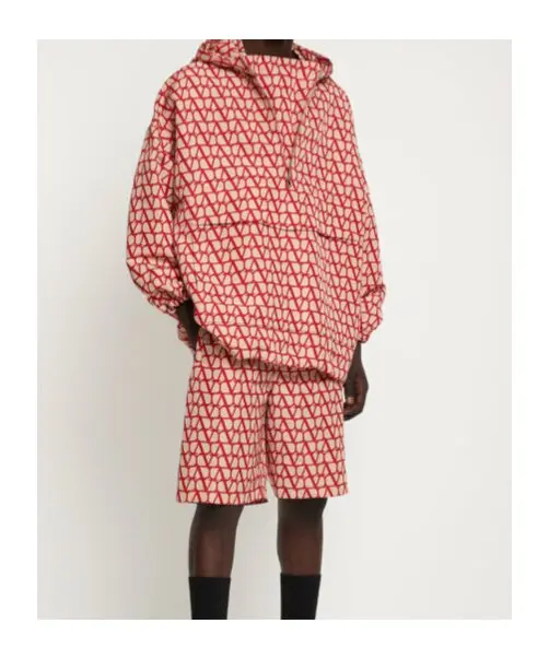 Valentino Garavani All-over Vlogo Print Zip-up Hooded Jacket