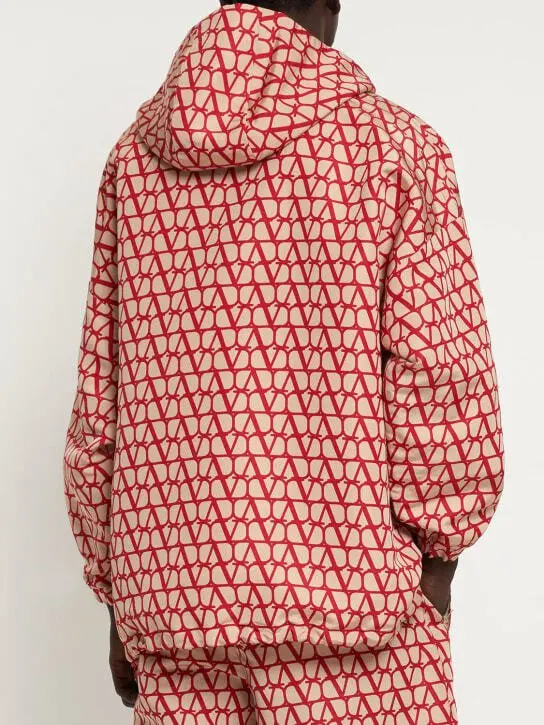 Valentino Garavani All-over Vlogo Print Zip-up Hooded Jacket