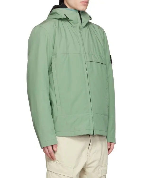 Stone Island Logo Patch Hooded Jacket - Sage