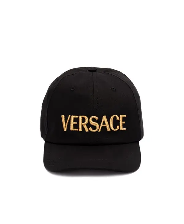 Versace Logo Embroidered Baseball Cap - Black