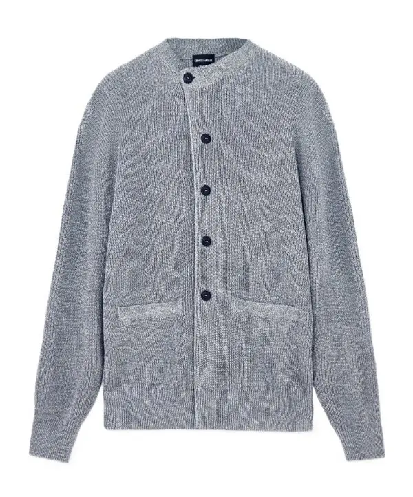 Giorgio Armani Ribbed Pocket Cardigan - Grey