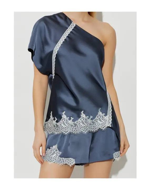 IRO PARIS Asymmetrical Lace Trim One-shoulder Top