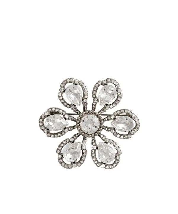 Dolce & Gabbana Floral Embellished Brooch - Gray