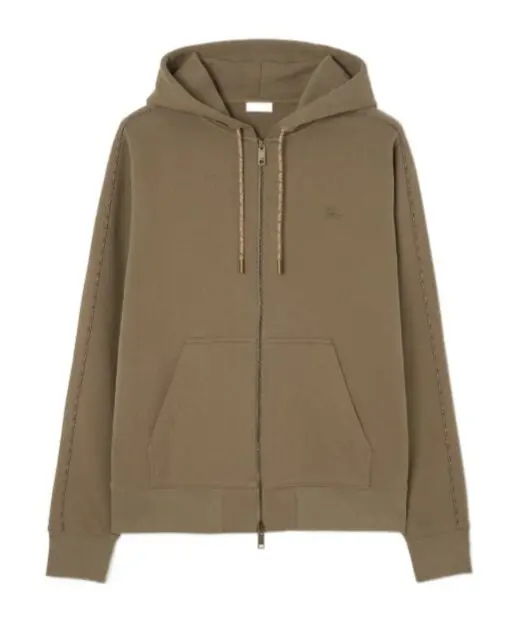 Burberry Check Piping Zip-up Hoodie - Finch Brown