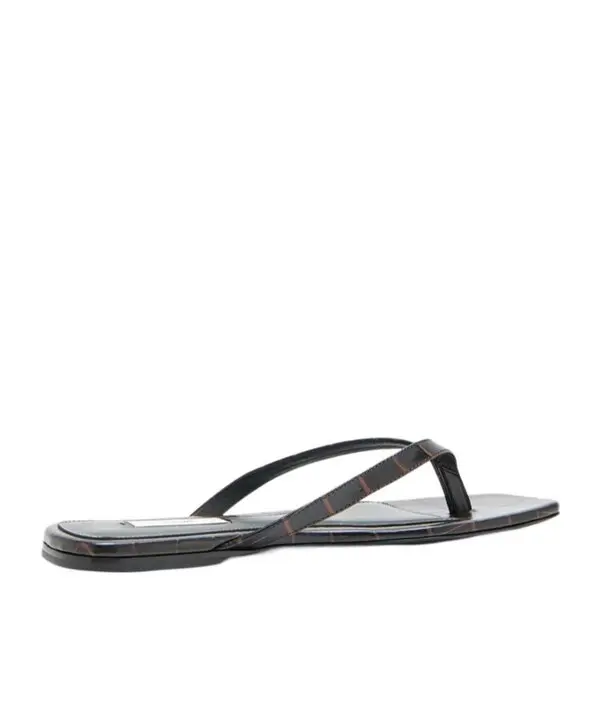 TOTEME Embossed Flat Sandals - Black