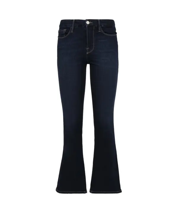 FRAME Cropped Flared Jeans With Contrast Stitching - Black