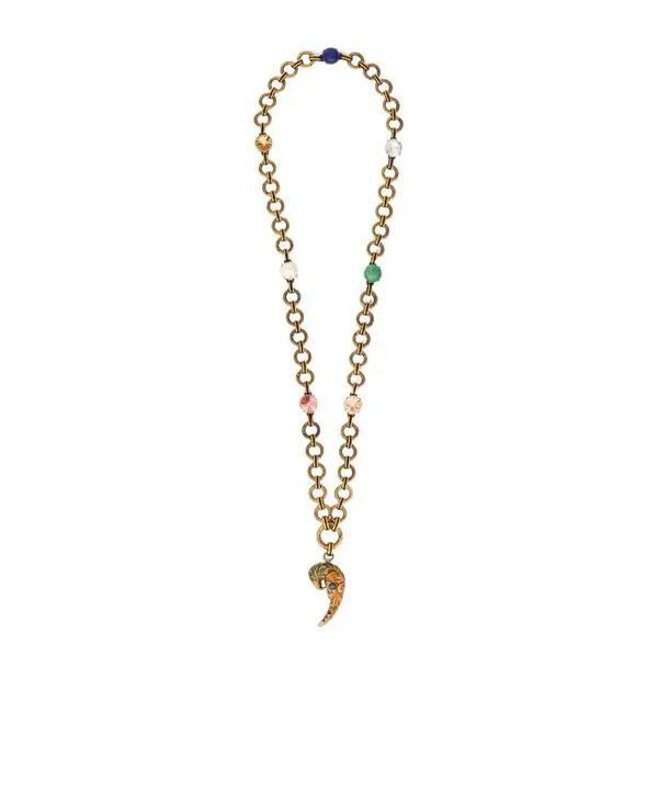 Etro Necklace With Paisley Parrot And Crystals - Yellow