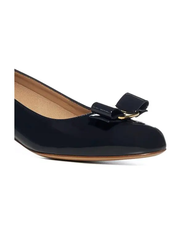 FERRAGAMO Vara Patent Pumps With Bow Detailing - Black