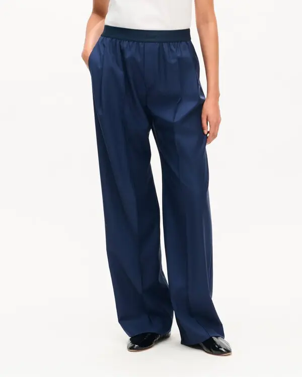 Kenzo Logo Jacquard Waistband Wide-leg Trousers - Blue-black