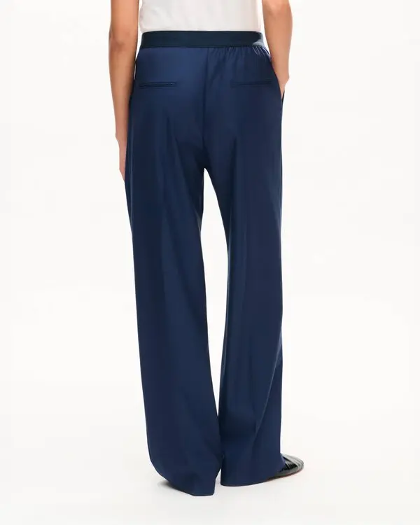 Kenzo Logo Jacquard Waistband Wide-leg Trousers - Blue-black