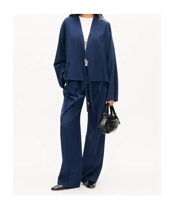 Kenzo Logo Jacquard Waistband Wide-leg Trousers - Blue-black