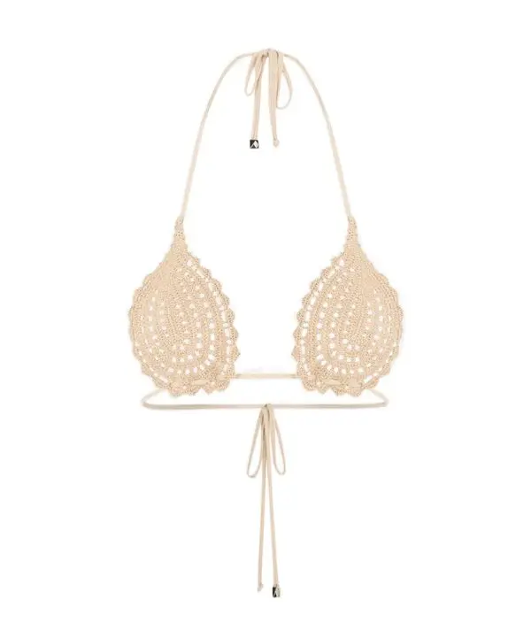 Attico The Il Primo Bagno Crochet Bikini Top - Natural Color