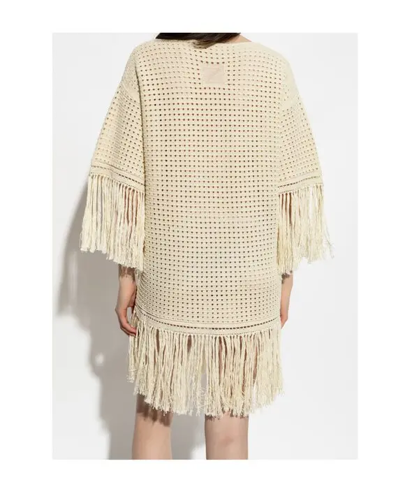 Zimmermann Crochet Fringe Trim Mini Dress
